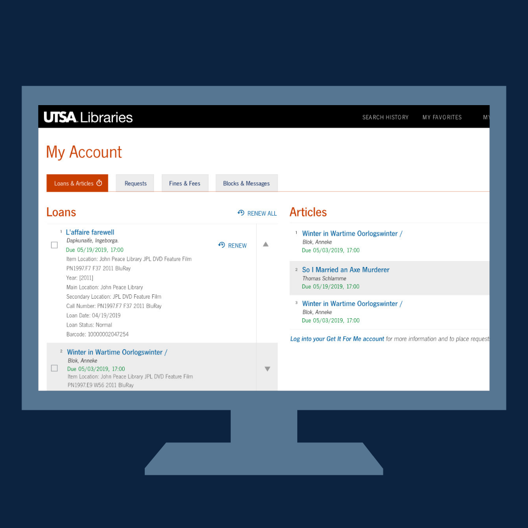 Changes to Library My Account | UTSA Libraries